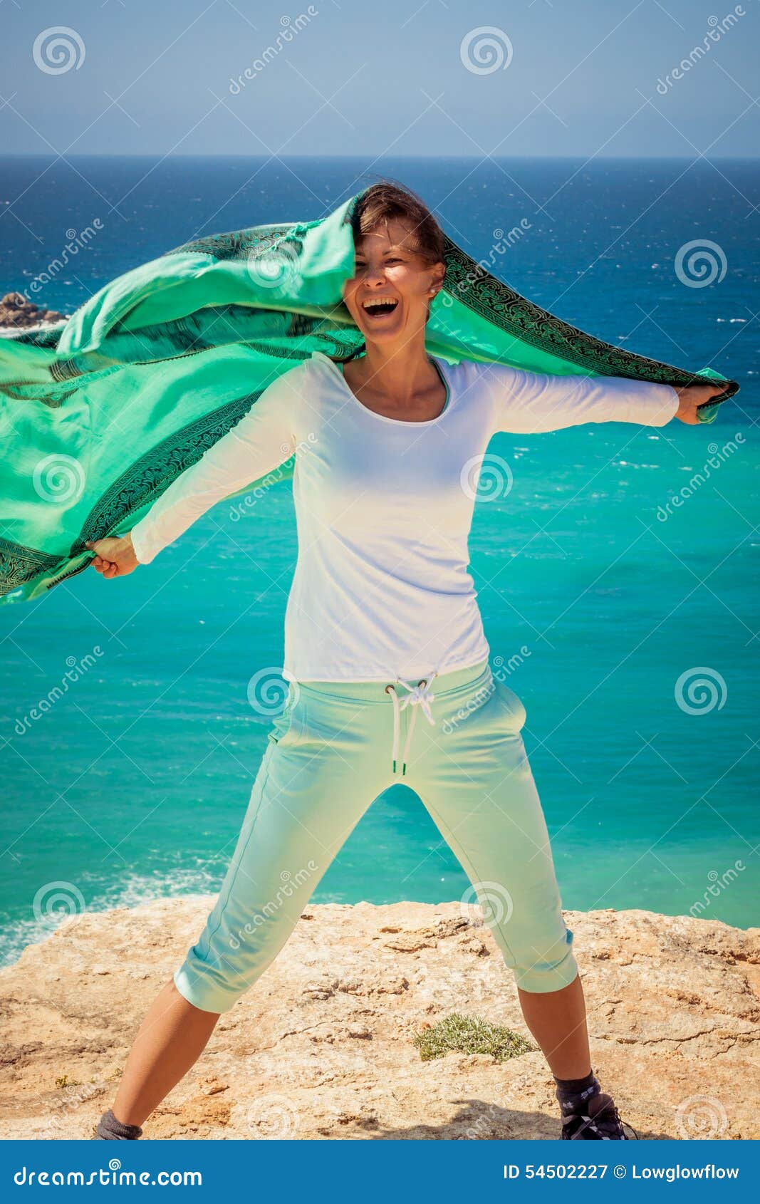 Girl waving a cloth stock image. Image of alone, pose - 54502227