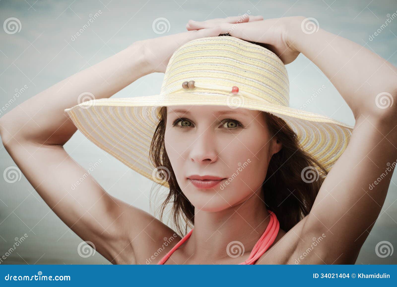Girl Wearing Bikini and Hat Stock Photo - Image of attractive, outdoor ...
