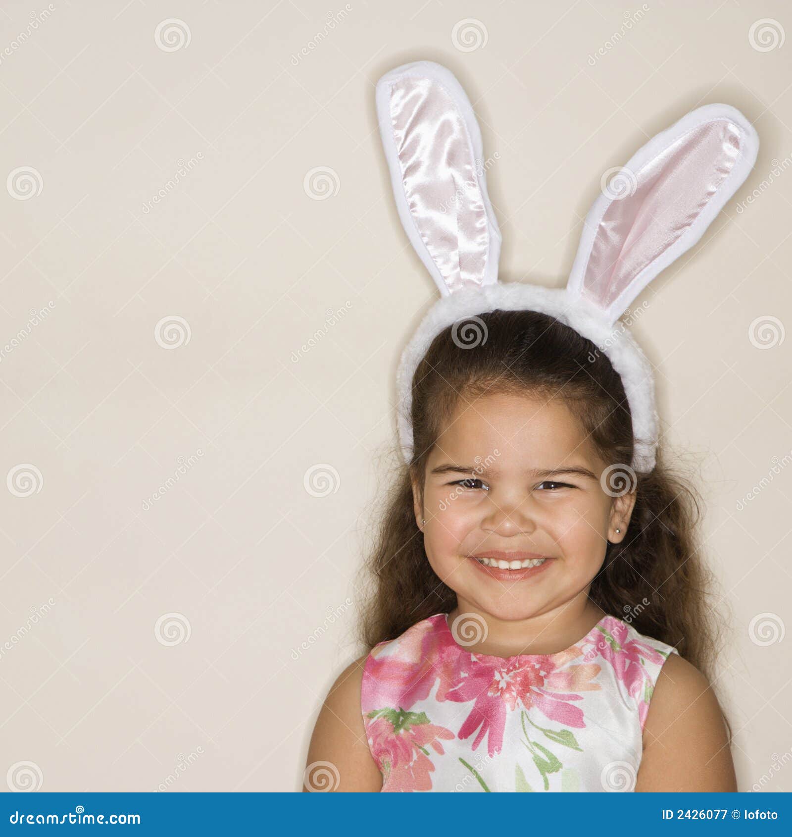 Girl wearing bunny ears. stock image. Image of child, contact - 2426077
