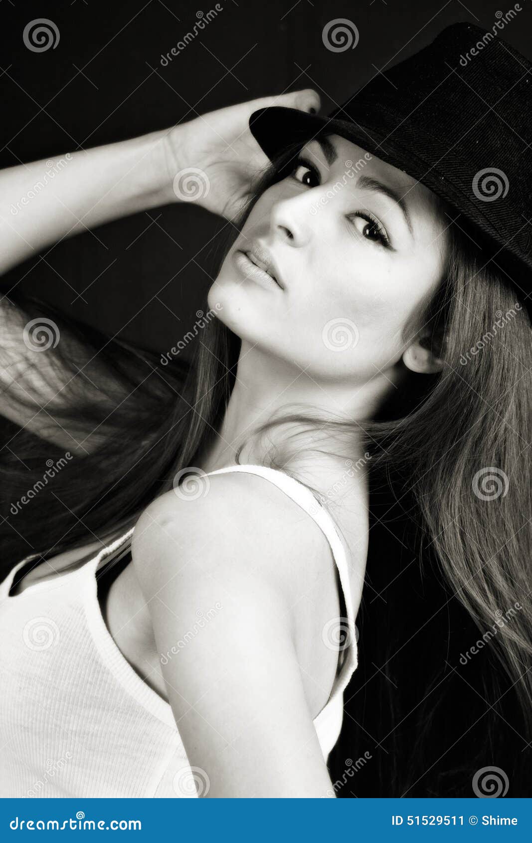 Girl wearing a fedora hat stock image. Image of lifestyle - 51529511