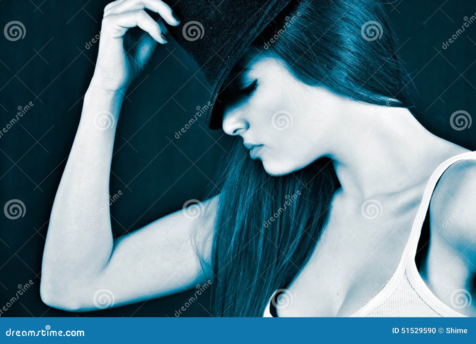 Girl wearing a fedora hat stock photo. Image of adult - 51529590