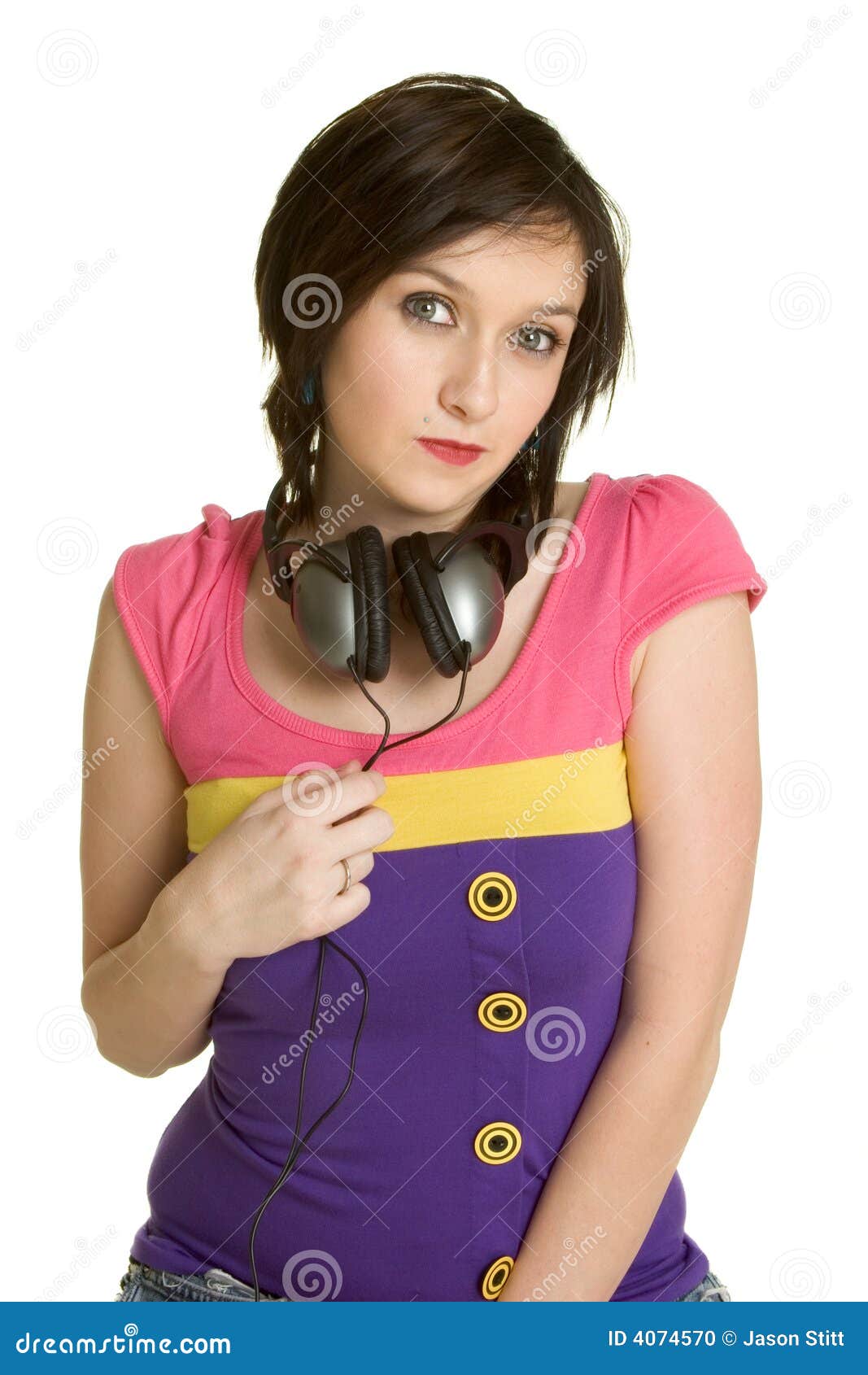 Girl Wearing Headphones stock photo. Image of beauty, hands - 4074570