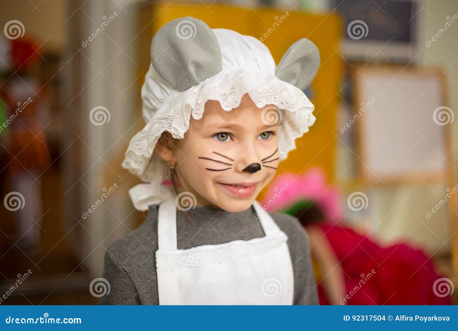 Girl Wearing a Mouse Costume. Stock Photo - Image of grey, dress: 92317504