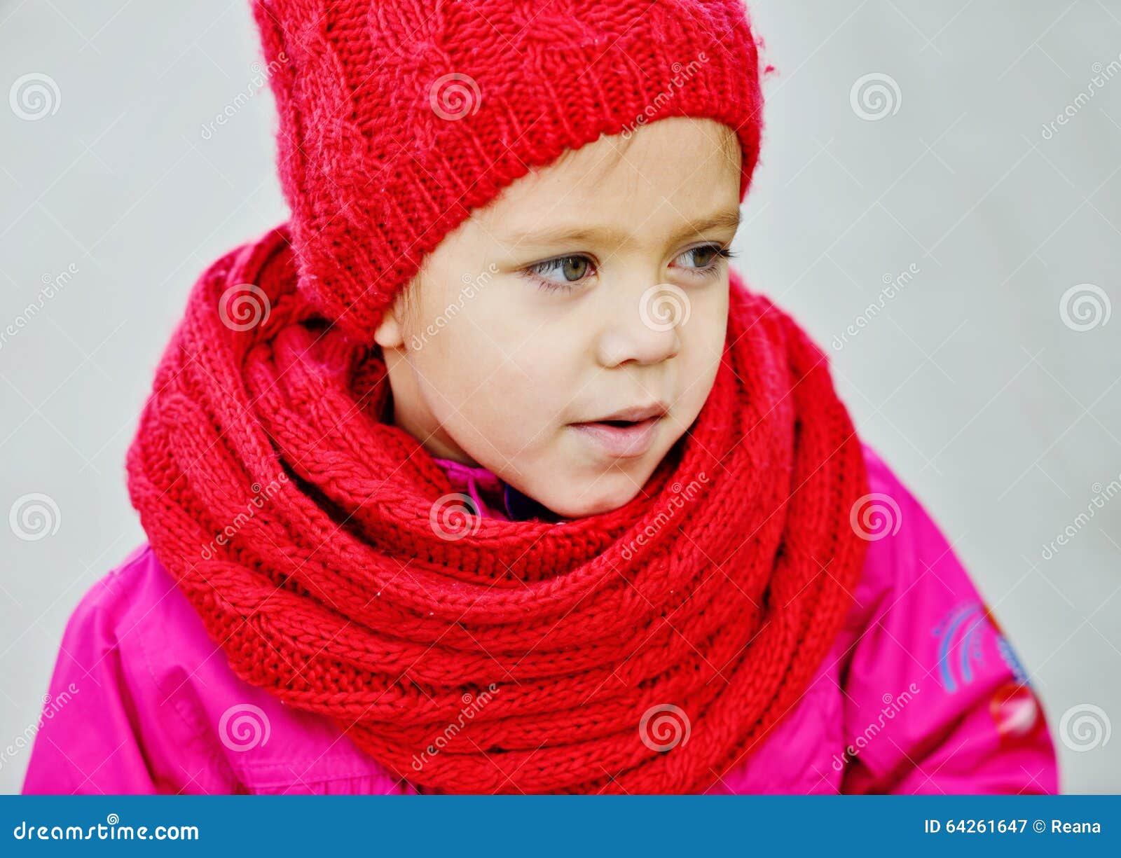 Girl Wearing Red Scarf and Hat Stock Image - Image of family, little ...