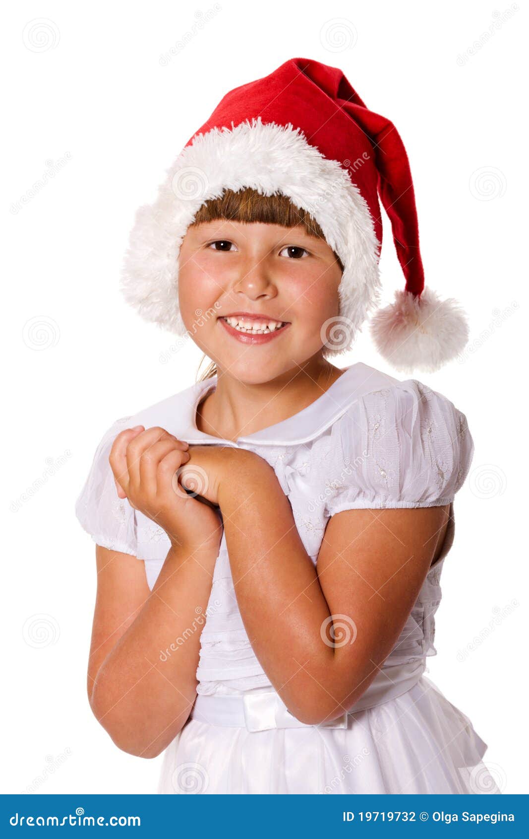 Girl wearing santa hat stock photo. Image of cute, beautiful - 19719732