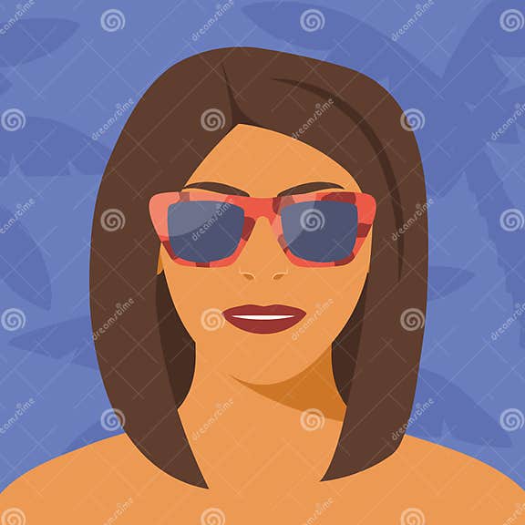 Girl Wearing Sunglasses Enjoying Summer Vacation Stock Vector