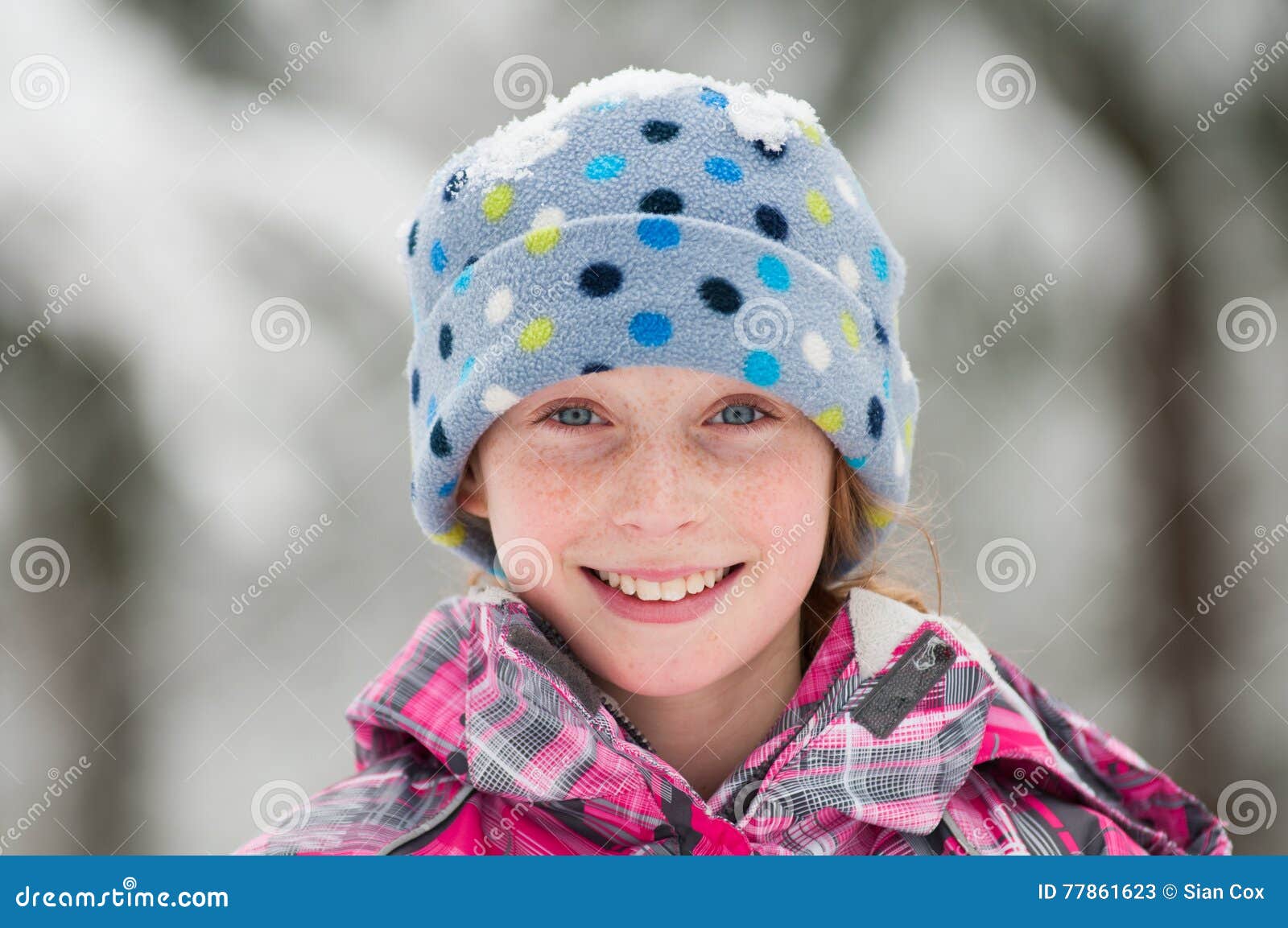 Girl wearing a winter hat stock image. Image of wintertime - 77861623