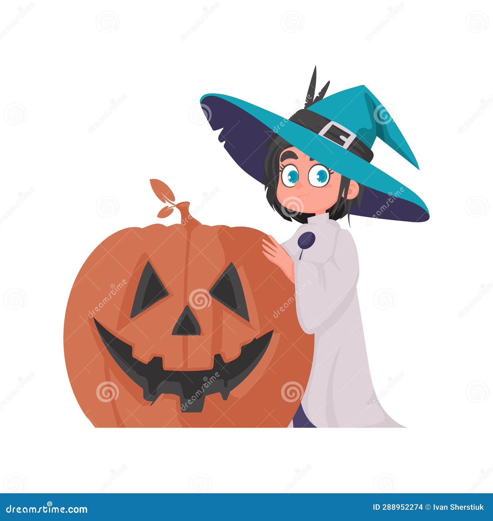 A Girl Is Wearing A Witch Costume And Is Carrying A Brightly Colored