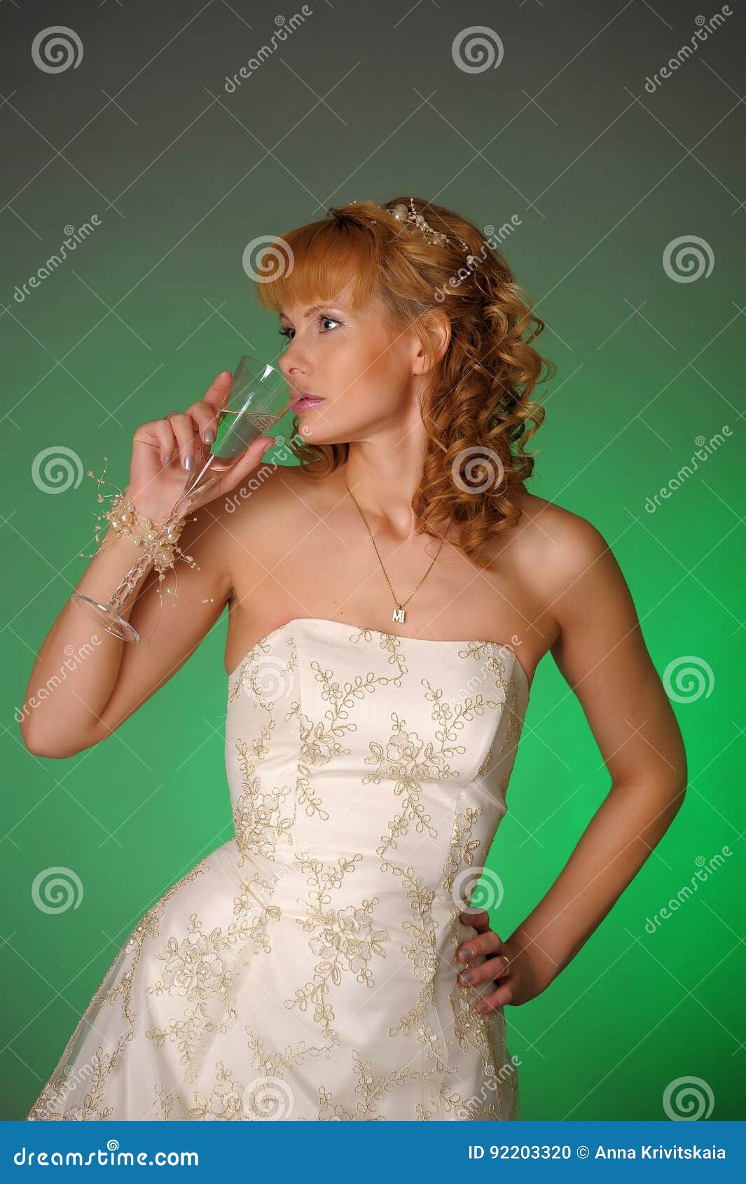 Girl in Wedding Dress with a Glass Stock Photo - Image of fresh ...