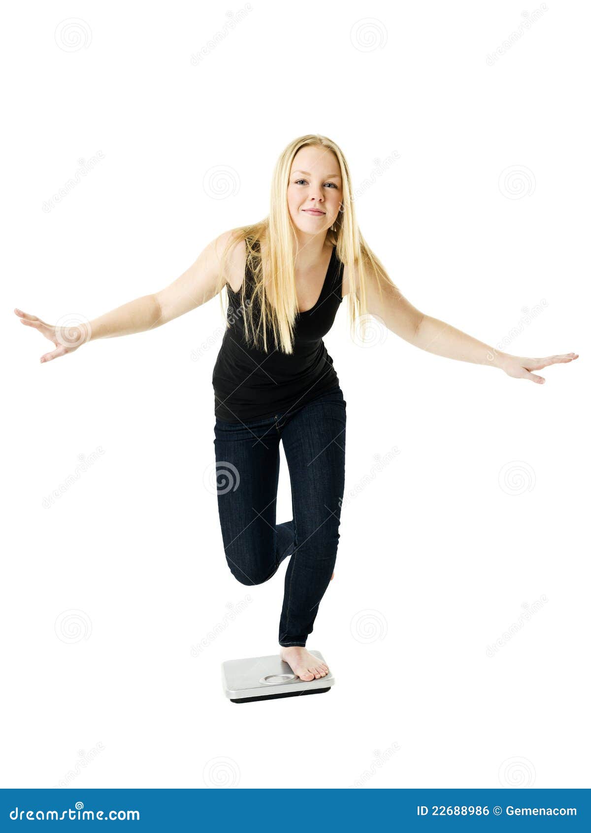 Girl on weight scale stock photo. Image of human, female - 22688986