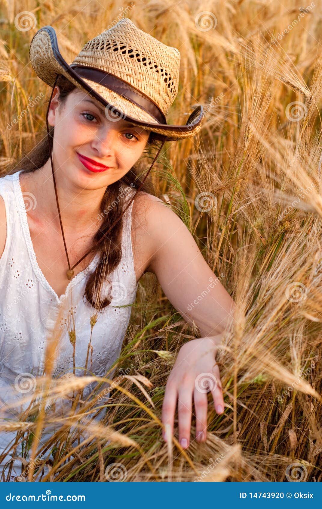 Girl in wheat field stock photo. Image of field, gold - 14743920