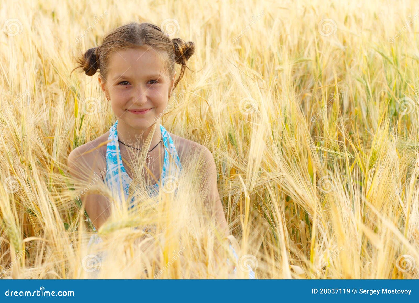 Girl on a wheat field stock image. Image of childhood - 20037119