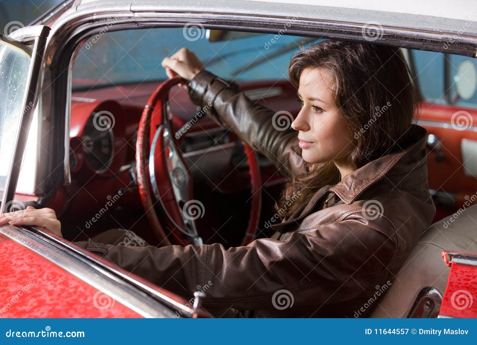 Girl at the wheel stock image. Image of caucasian, girls - 11644557