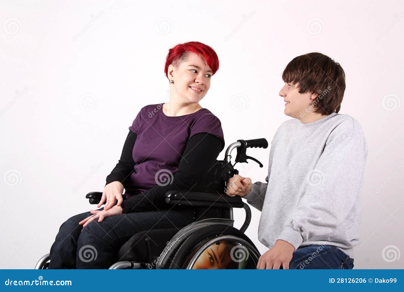 Girl in Wheelchair Talking with Helper Stock Photo - Image of walking ...