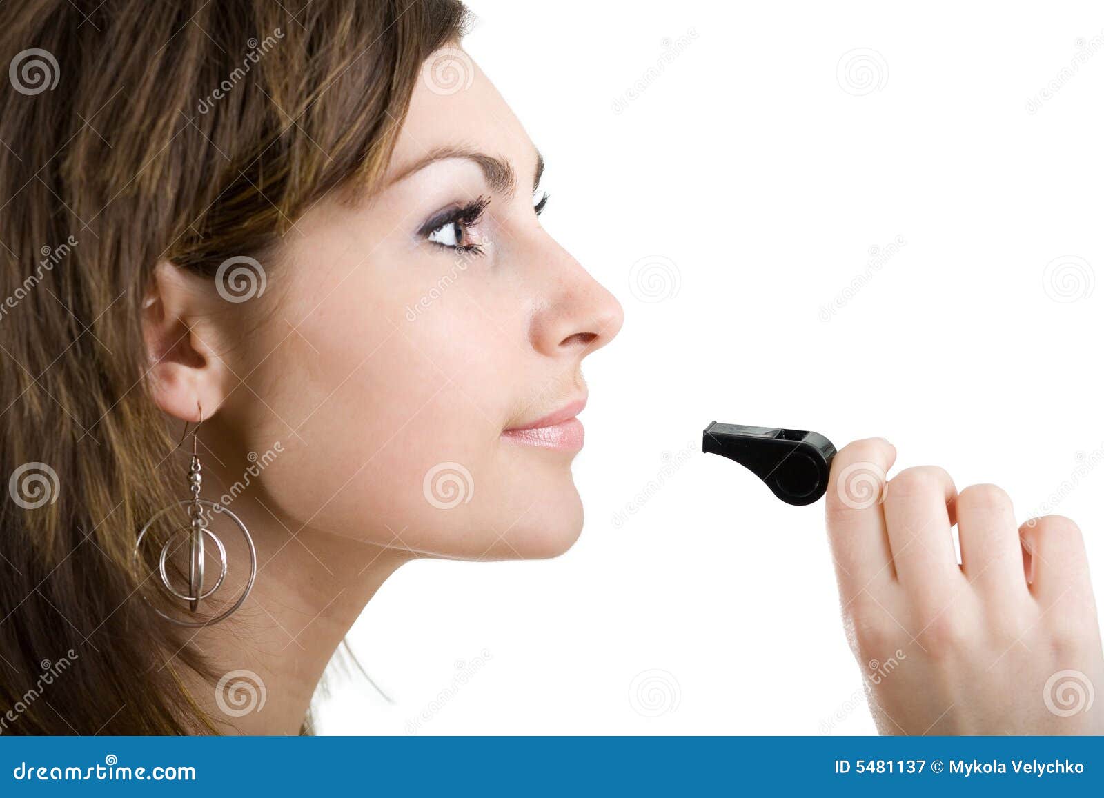 Girl with whistle stock image. Image of adult, woman, play - 5481137