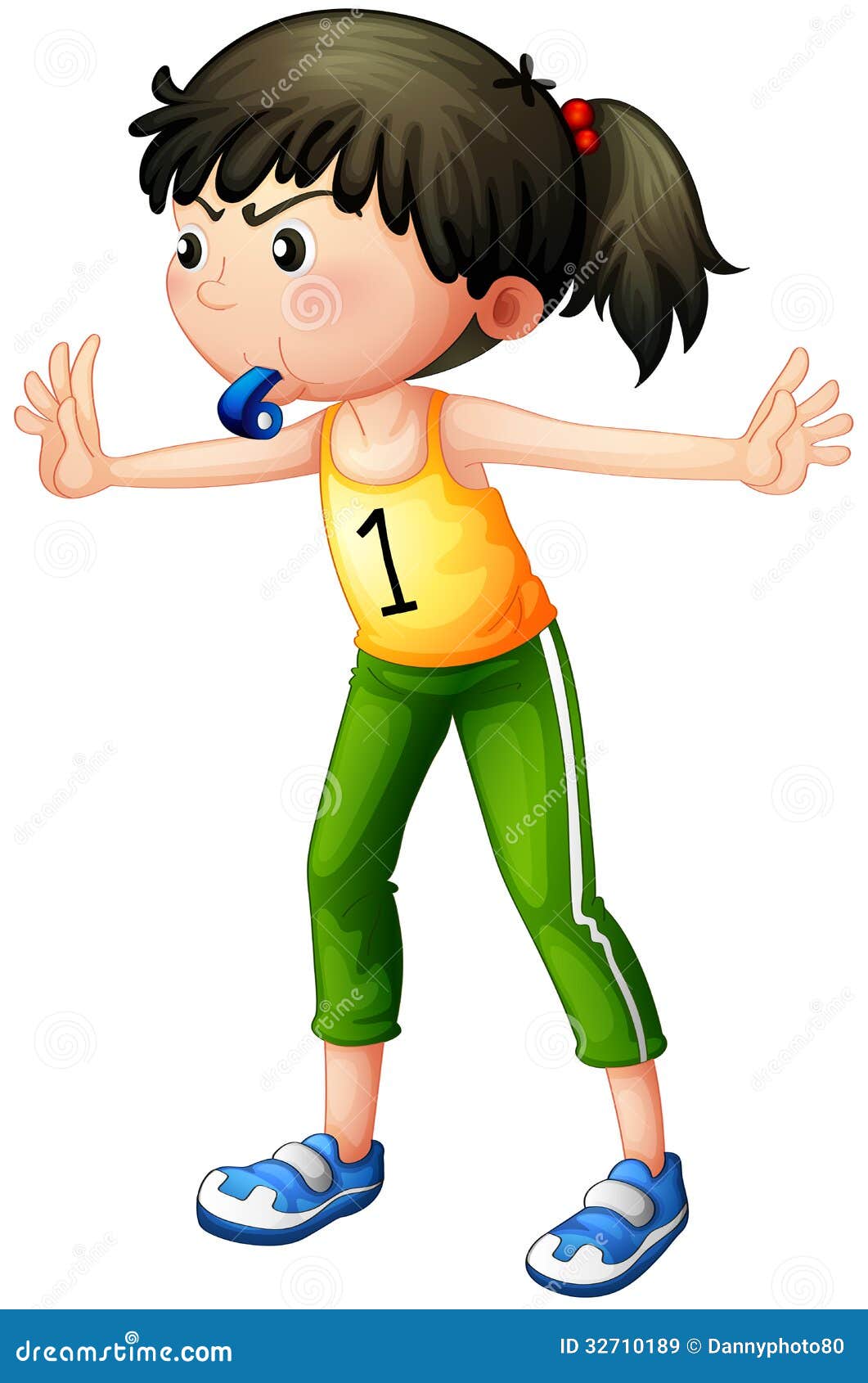 A Girl With A Whistle Cartoon Vector | CartoonDealer.com #32710189