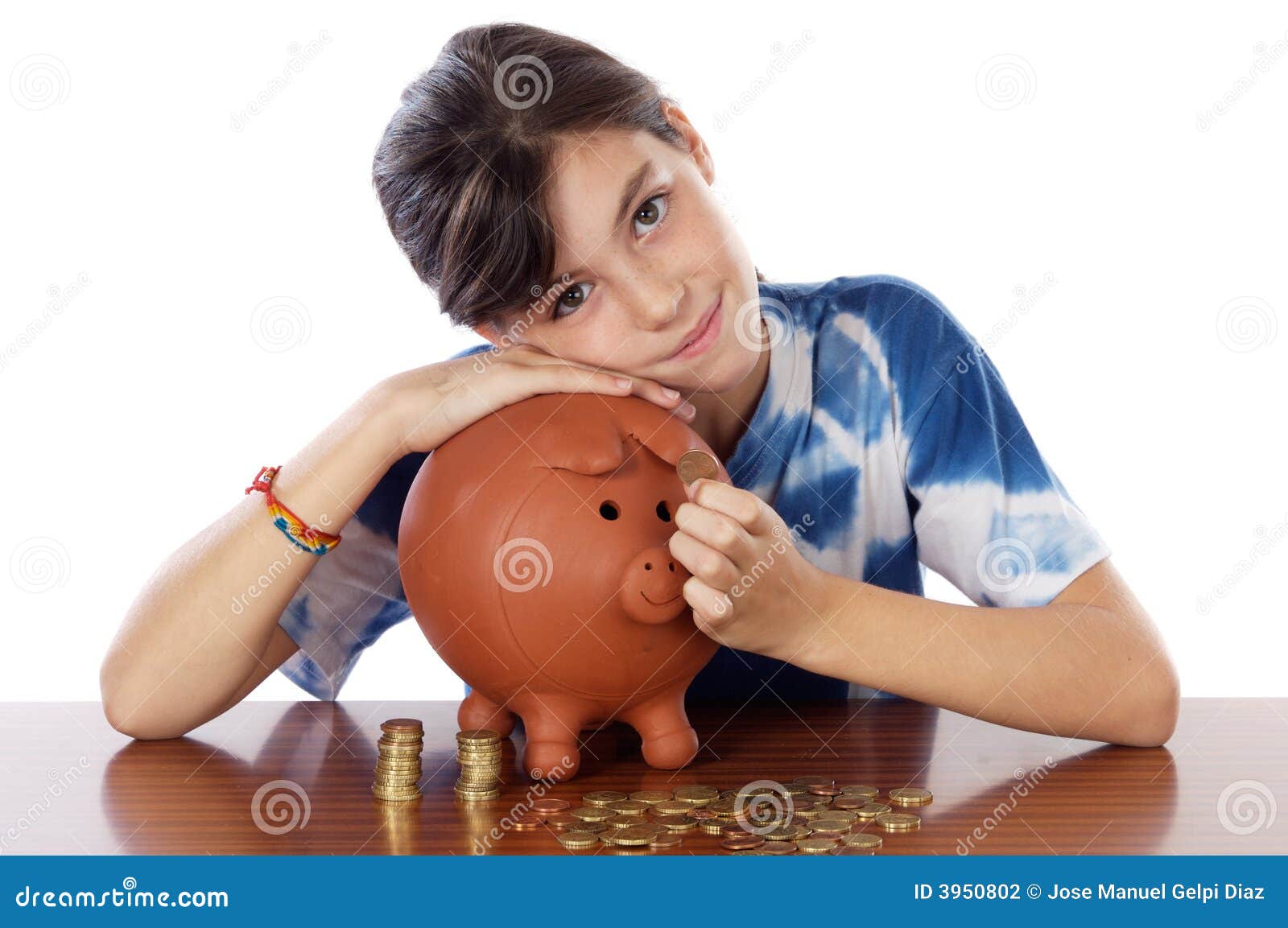 Girl whit money box stock photo. Image of childhood, child - 3950802