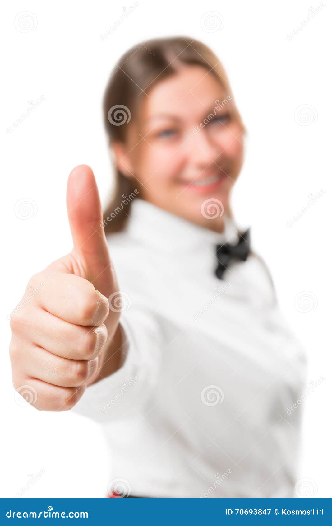 Girl on a White Background Shows a Hand Gesture Stock Image - Image of ...