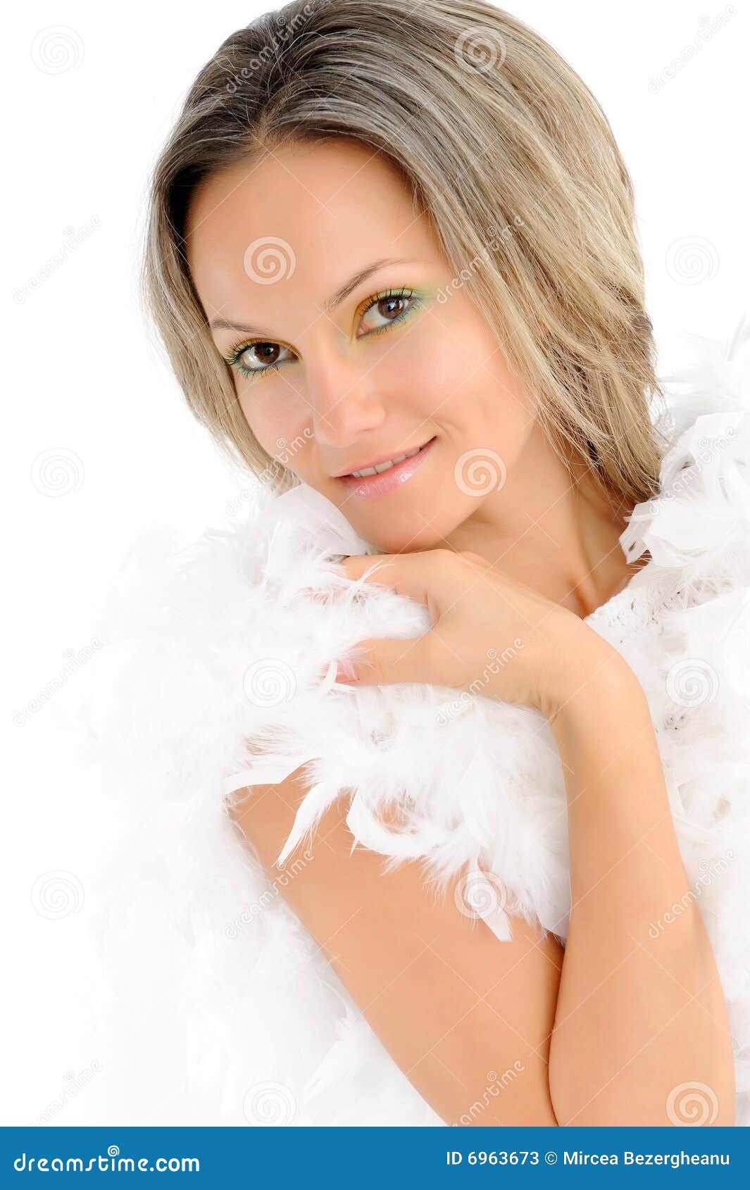 Girl with white feathers stock image. Image of beautiful - 6963673