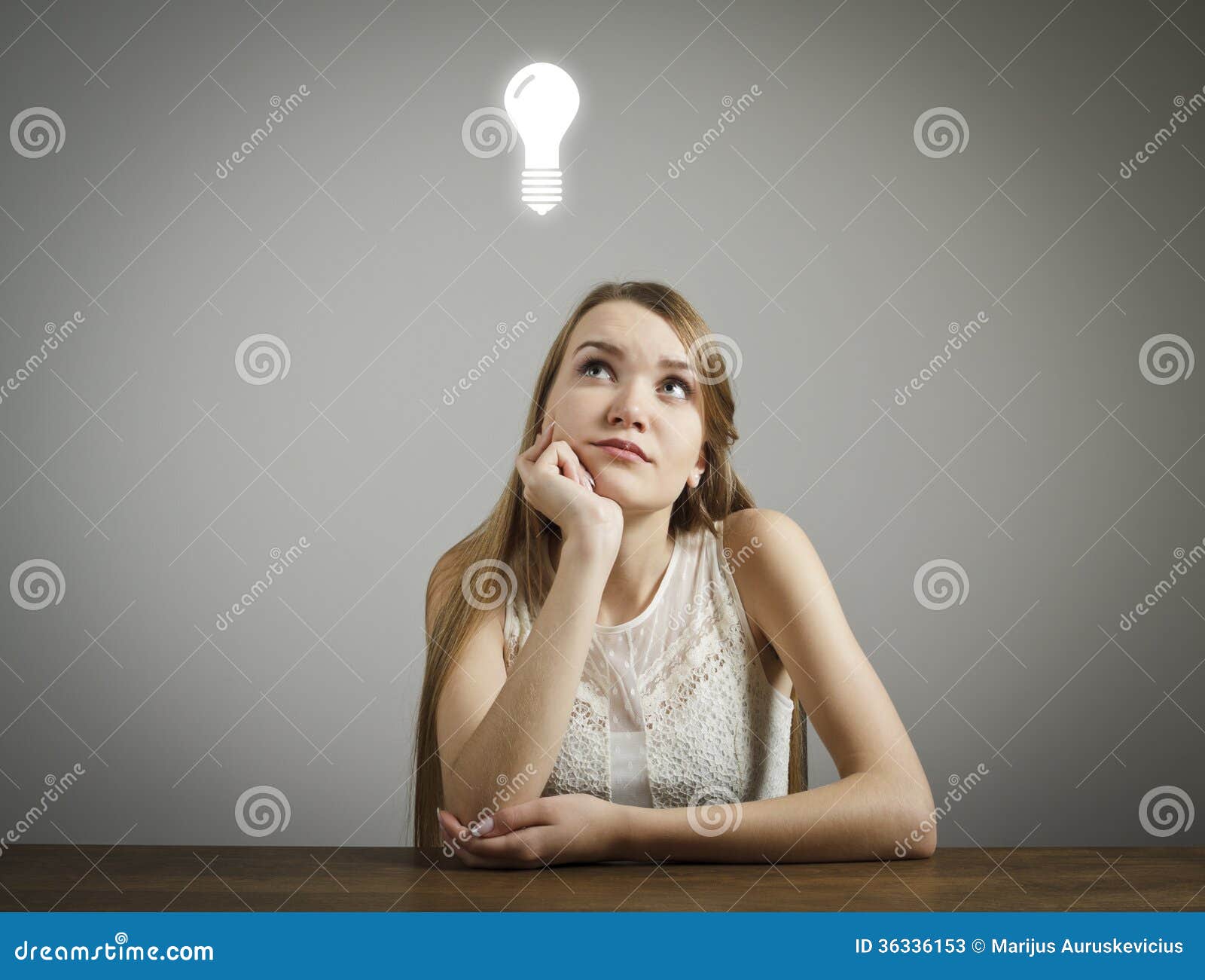 Girl in White and Light Bulb Stock Image - Image of lamp, beauty: 36336153