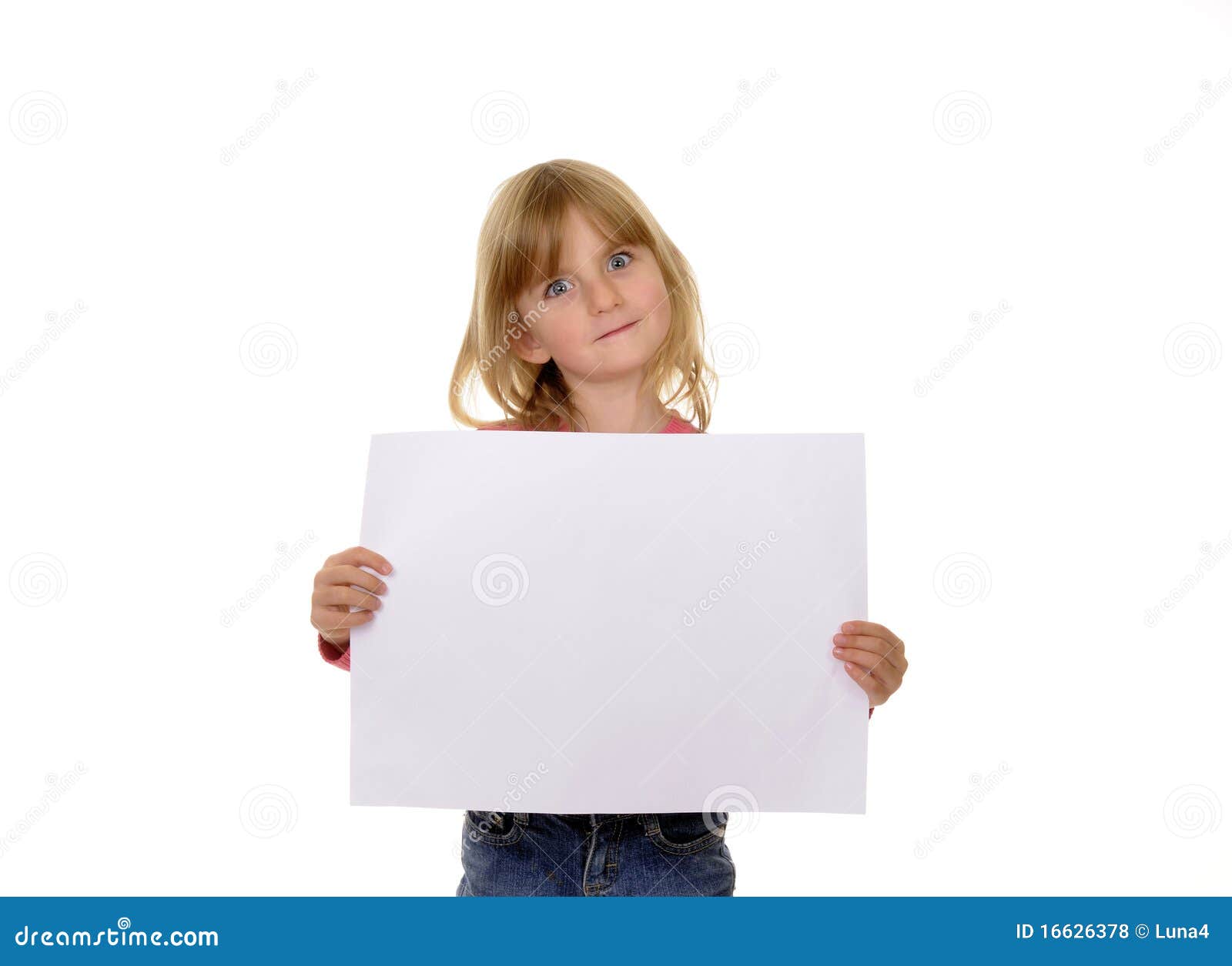 Girl with white paper stock photo. Image of sheet, poster - 16626378