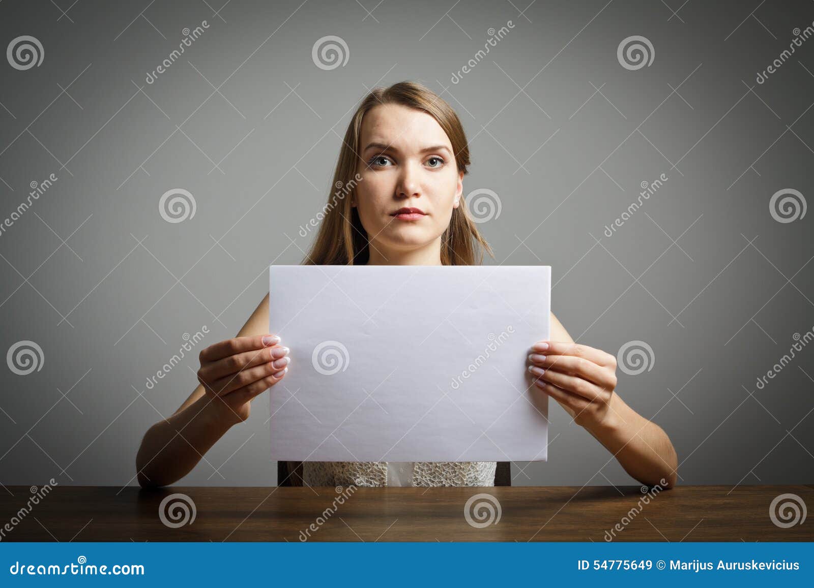Girl in white and paper. stock image. Image of questionnaire - 54775649