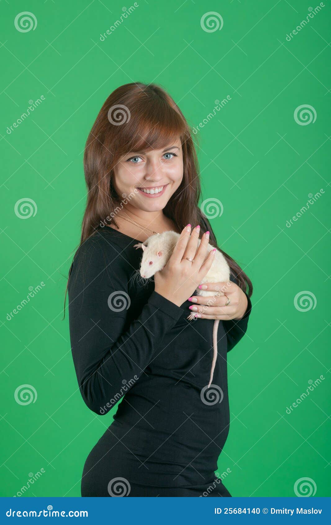 Girl with a white rat stock photo. Image of domestic - 25684140