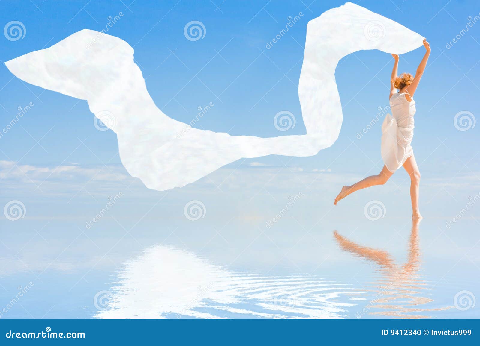 Girl in white running stock photo. Image of ocean, person - 9412340