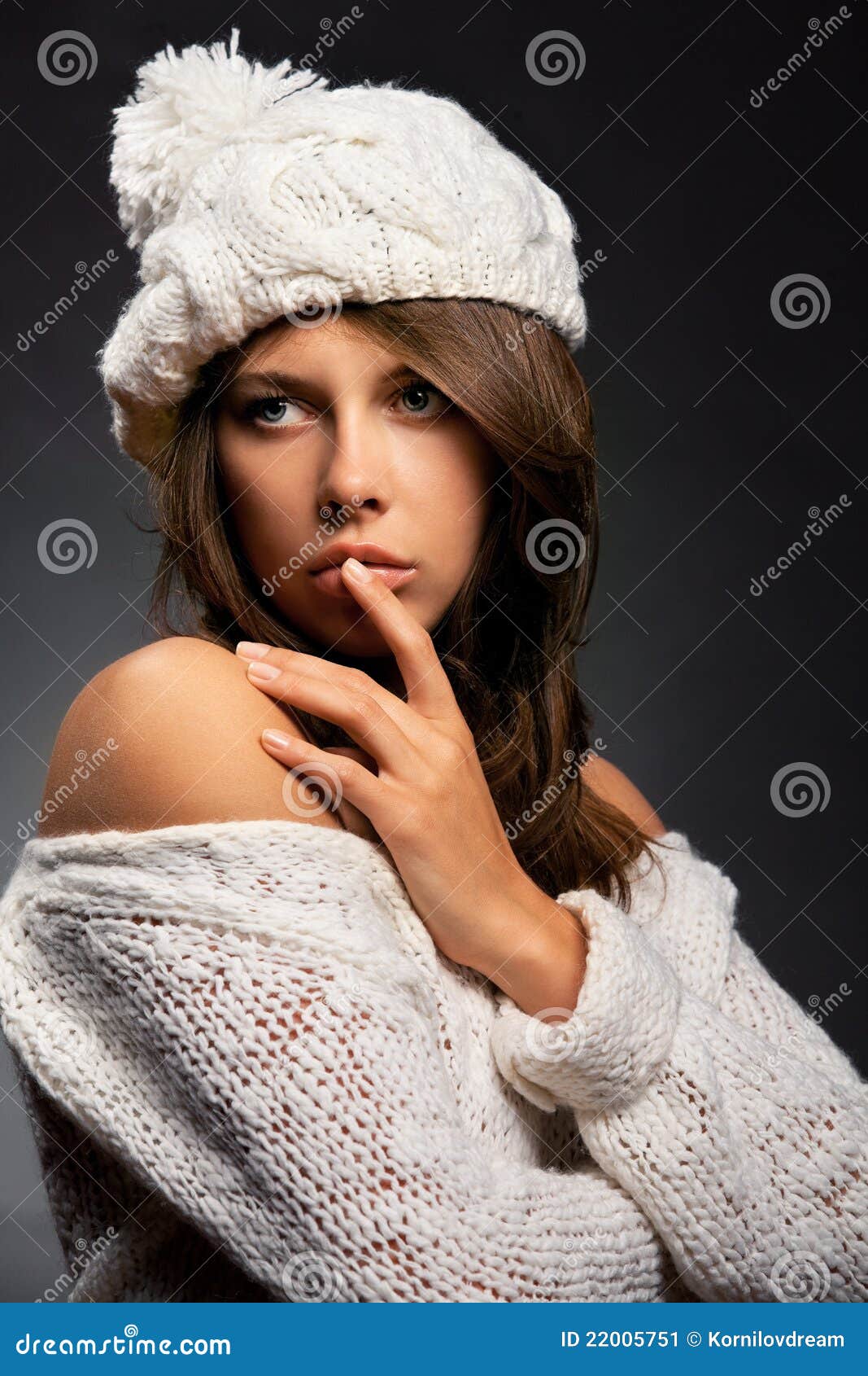 Girl in white wool and cap stock image. Image of people - 22005751