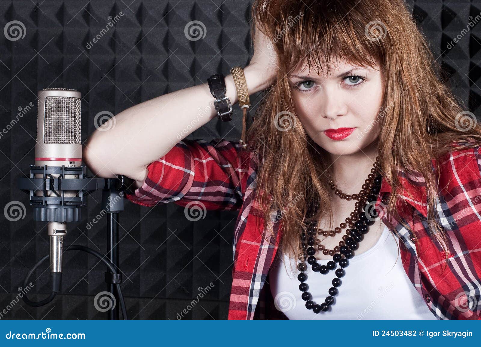 Girl wiht microphone stock photo. Image of closeup, girl - 24503482