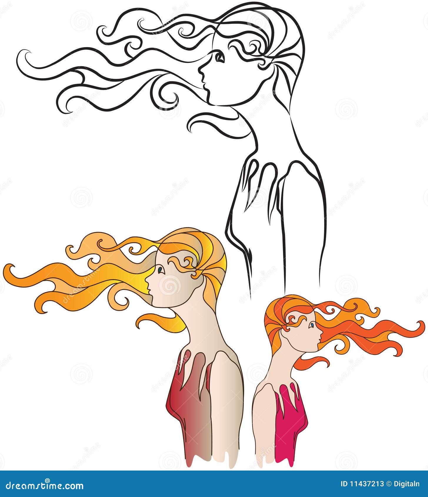 Girl in the Wind stock vector. Illustration of face, elegance - 11437213