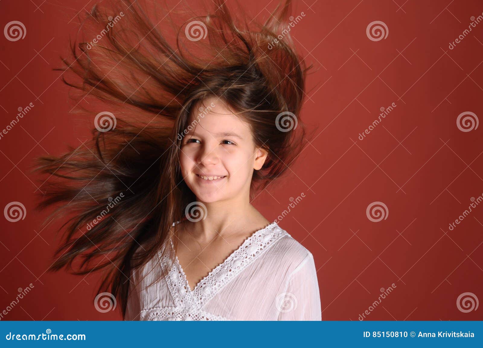 Girl in the Wind Flying Hair Stock Photo - Image of daughter, enjoyment ...
