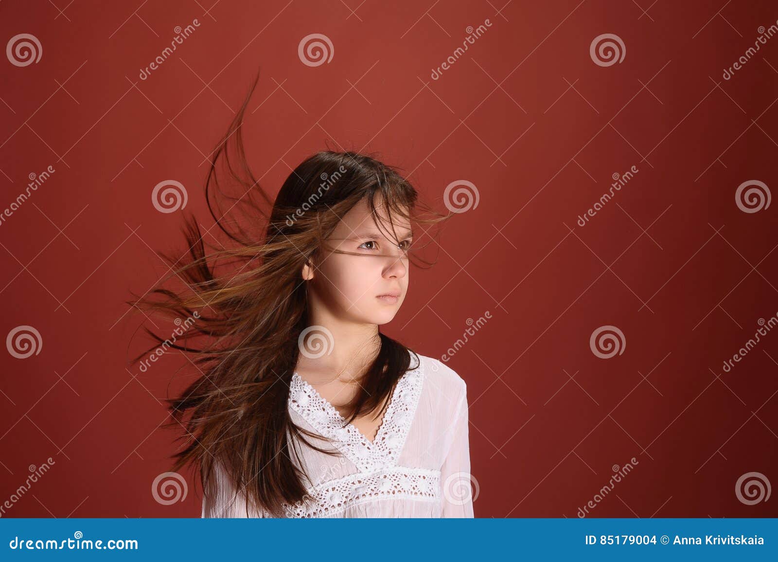 Girl In The Wind Flying Hair Stock Photo - Image of beauty, girl: 85179004
