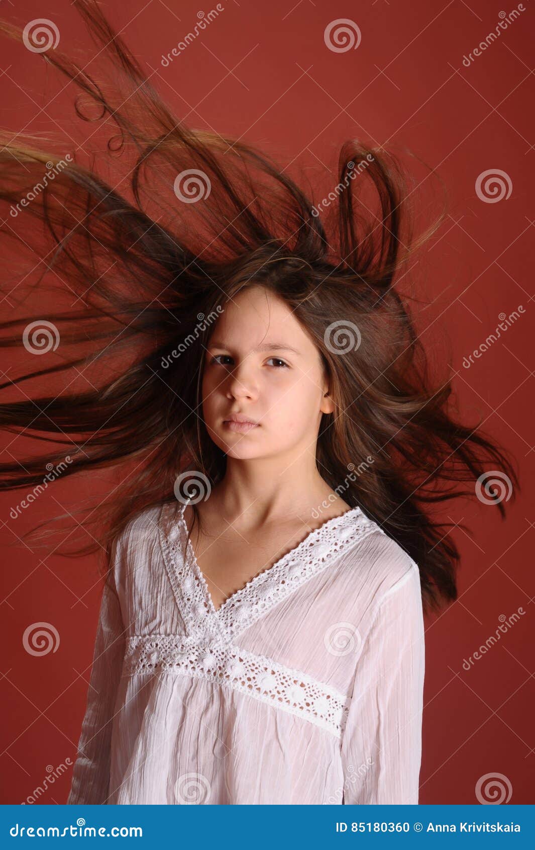 Girl in the Wind Flying Hair Stock Photo - Image of beauty, elegance ...