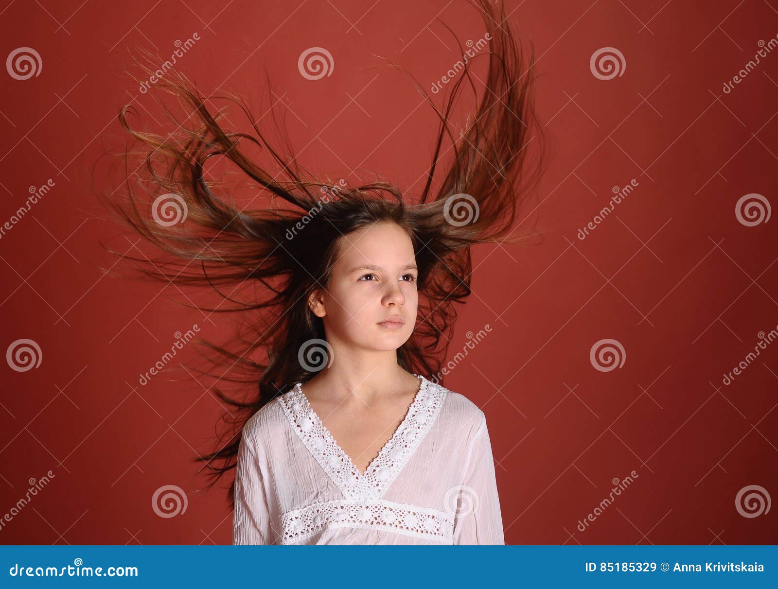 Girl in the Wind Flying Hair Stock Image - Image of face, fashion: 85185329