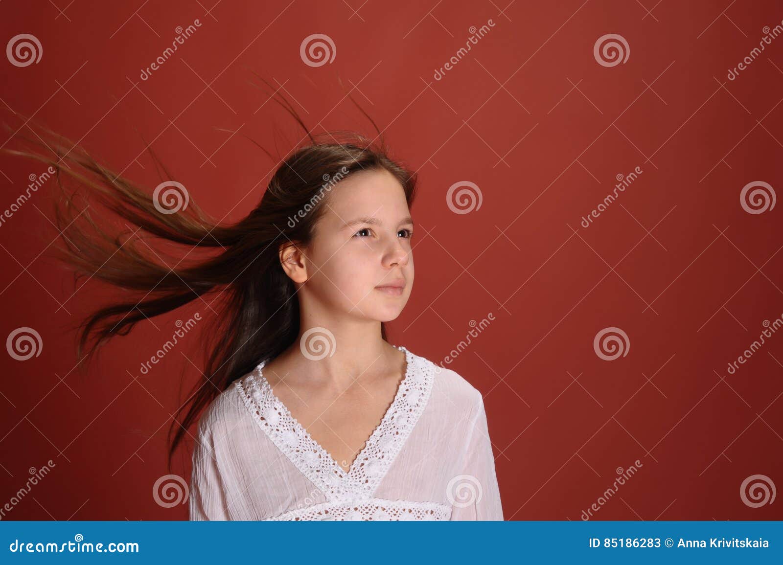 Girl in the Wind Flying Hair Stock Image - Image of adore, child: 85186283