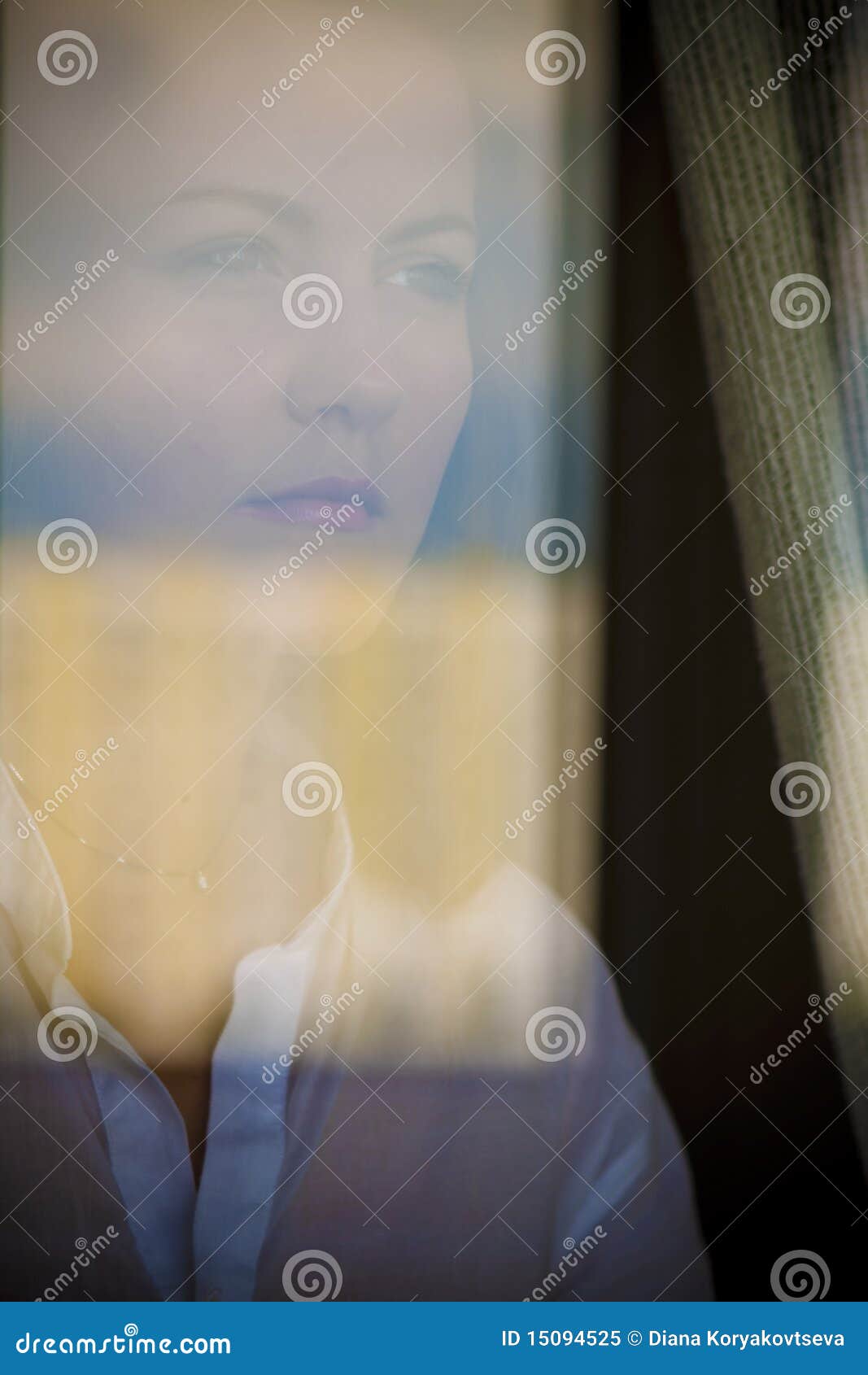 The girl at the window stock image. Image of shirt, beautiful - 15094525