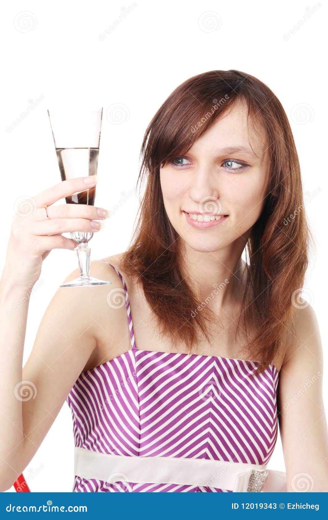 Girl with a wine glass stock image. Image of party, face - 12019343