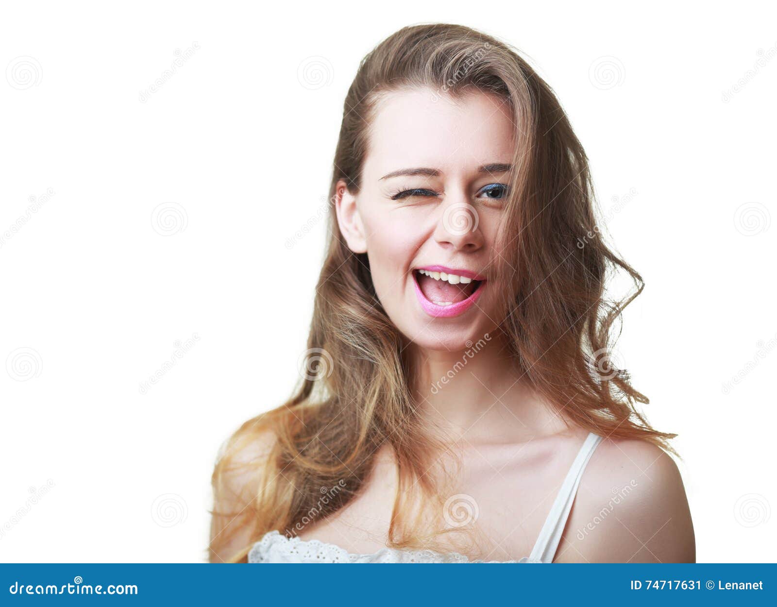 Girl winking into stock image. Image of studio, young - 74717631