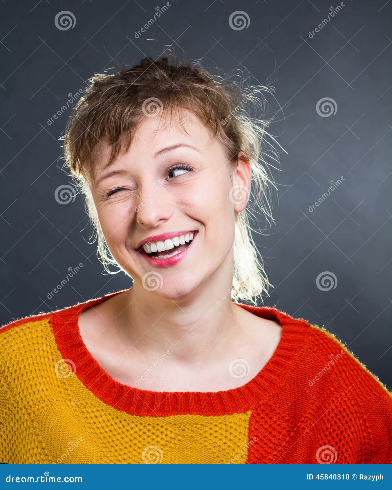 Girl winking stock photo. Image of portrait, beautiful - 45840310