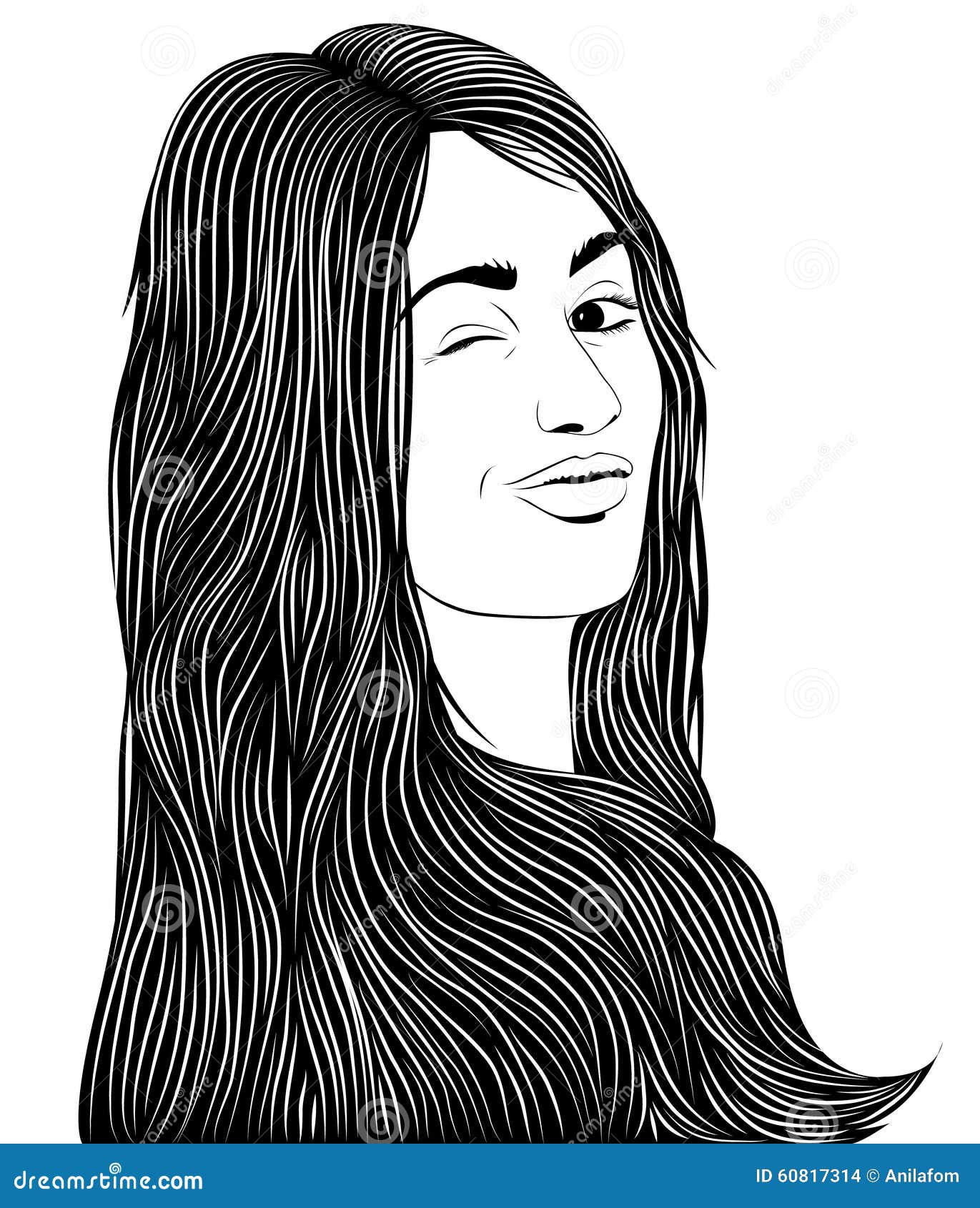 Girl winking stock vector. Illustration of person, emotion - 60817314