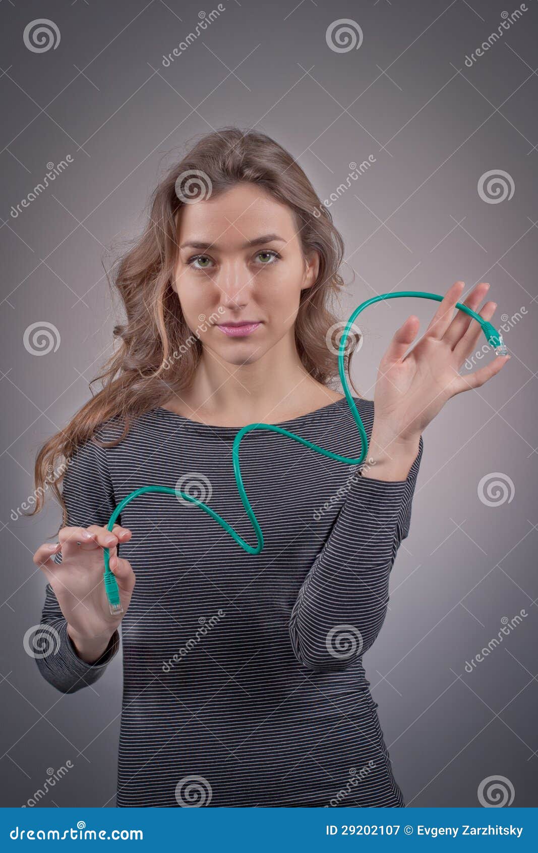 Girl with a wire stock image. Image of electricity, pulling - 29202107