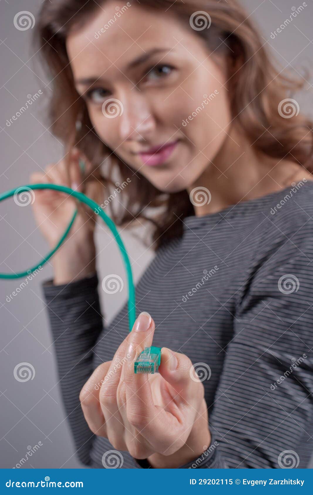 Girl with a wire stock image. Image of business, plug - 29202115