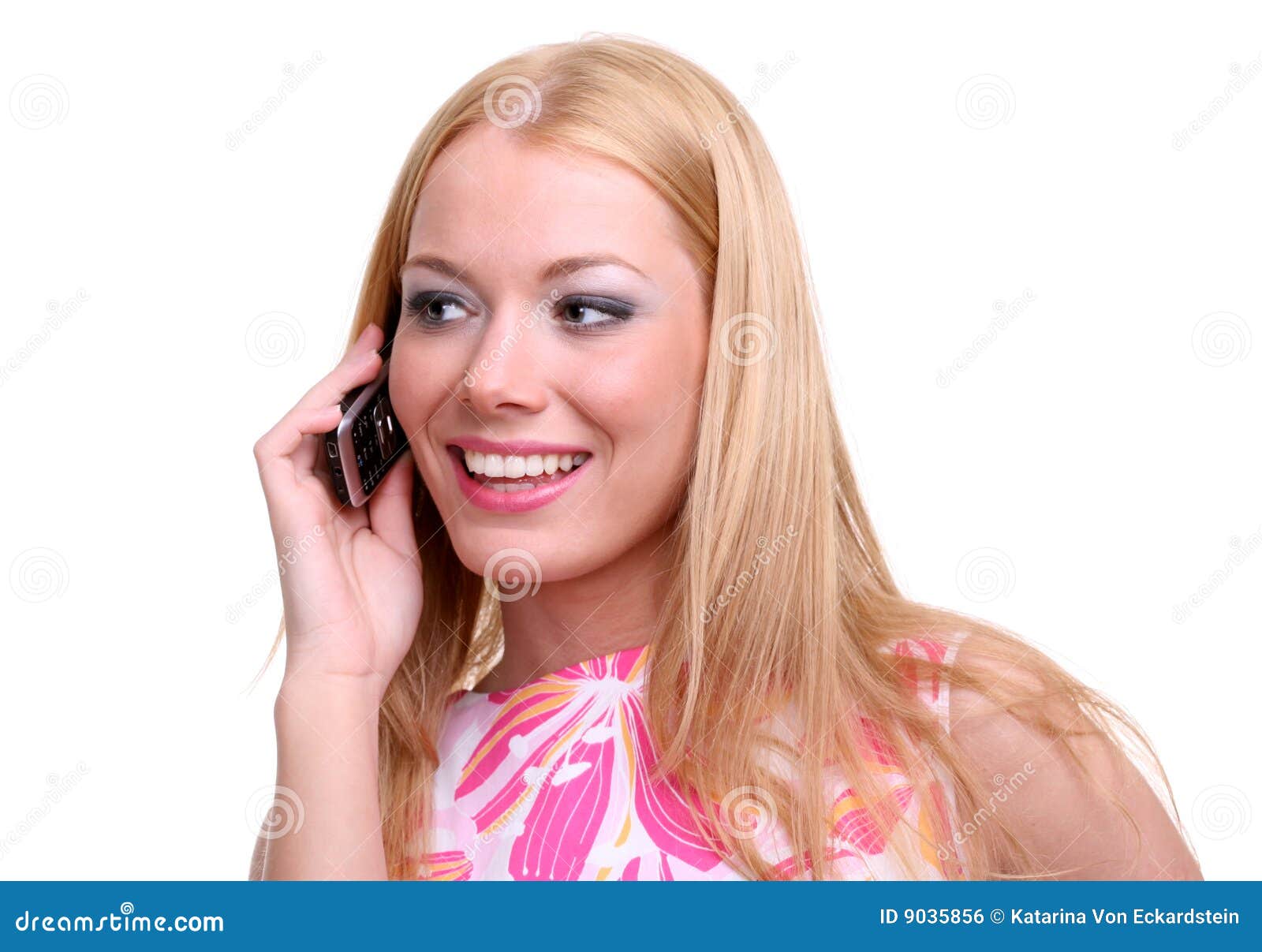 Girl witha mobile phone stock photo. Image of spring, conversation ...