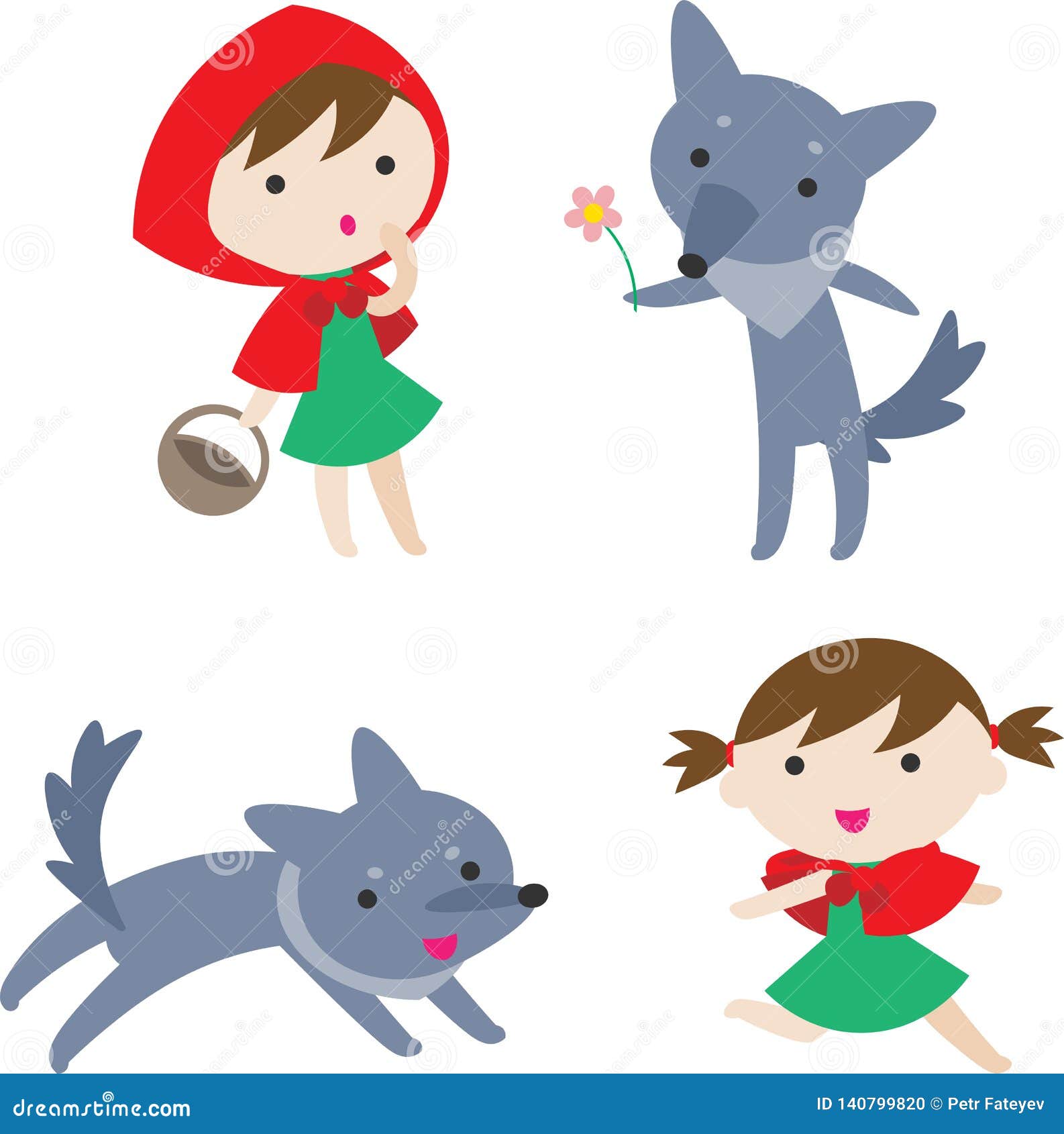 Girl and wolf stock vector. Illustration of smile, little - 140799820