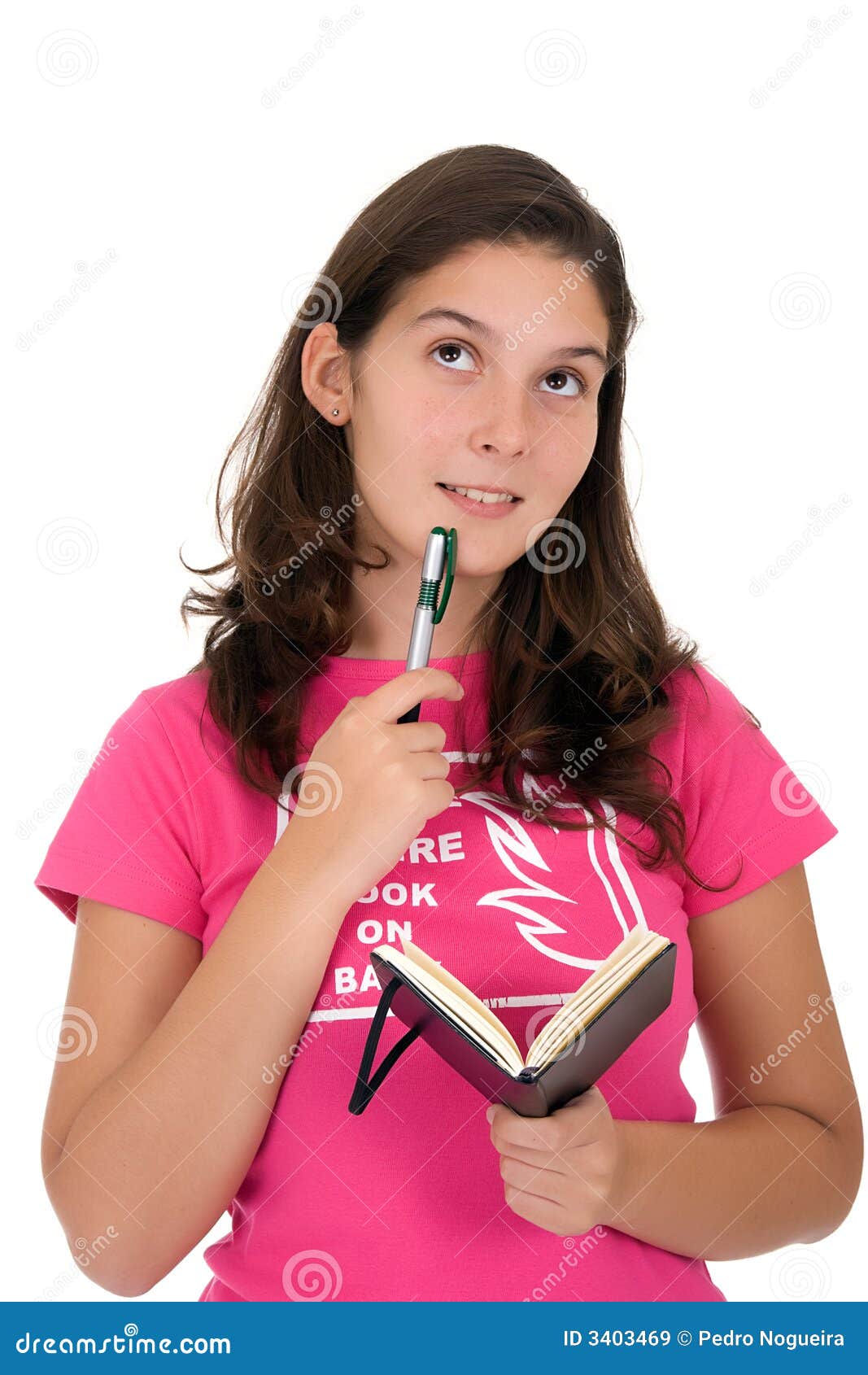 Girl wondering stock image. Image of thinking, brunette - 3403469