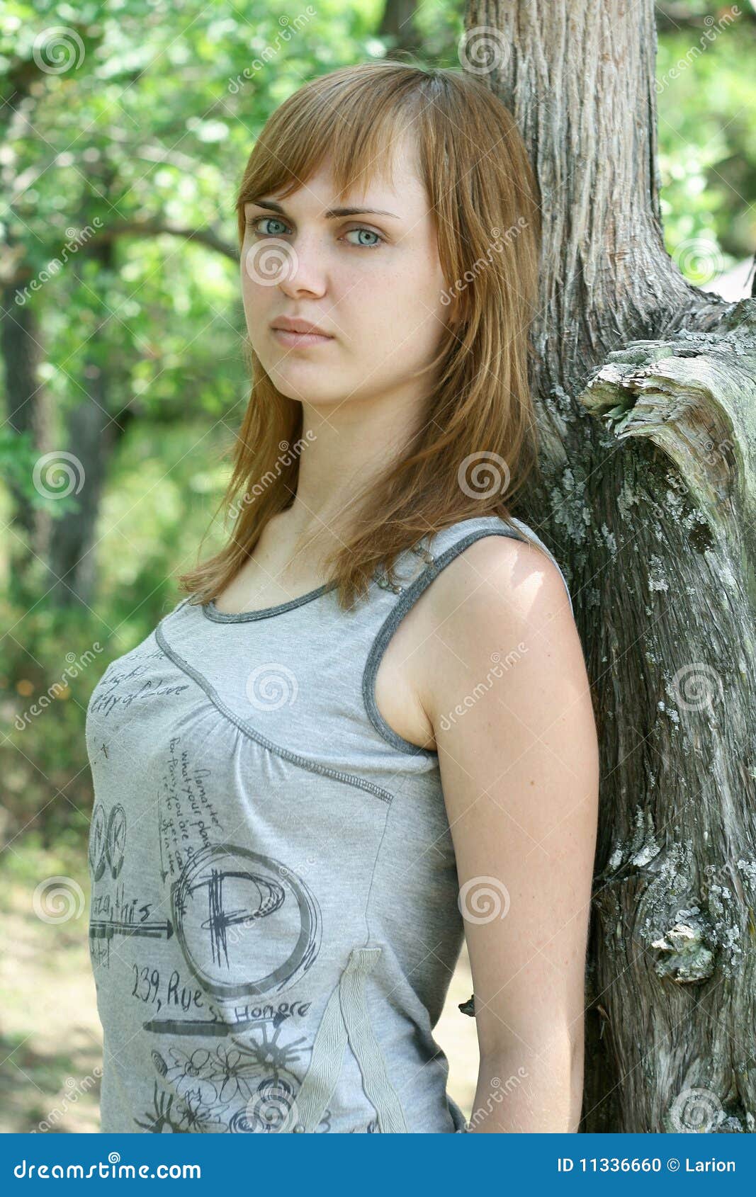 The girl in wood stock photo. Image of alone, carefree - 11336660
