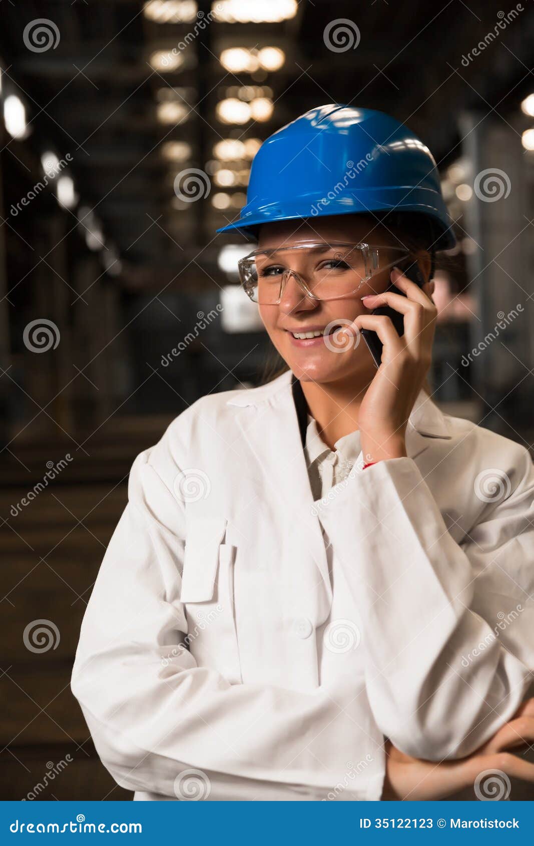 Girl worker in the factory stock image. Image of manufacturing - 35122123