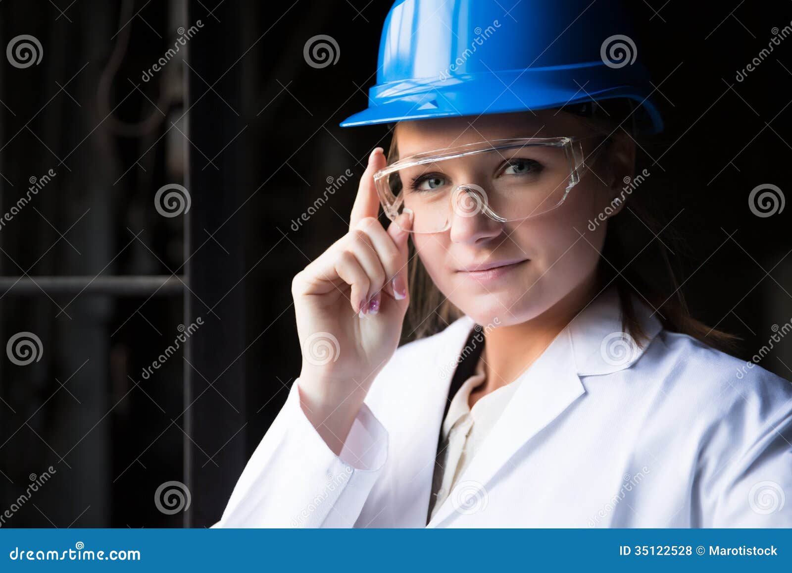 Girl worker in the factory stock photo. Image of building - 35122528