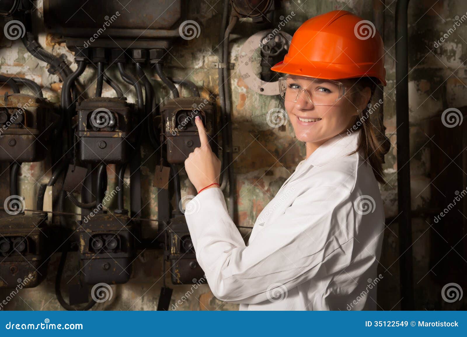 Girl worker in the factory stock image. Image of approval - 35122549